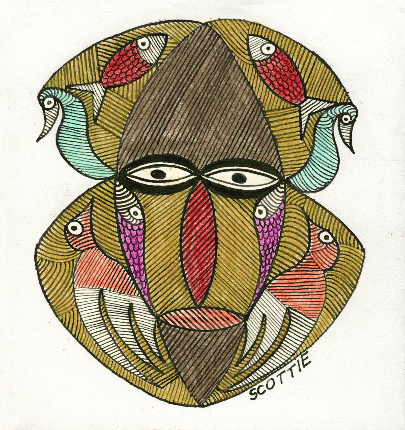 Scottie Wilson Geometric Head 4 – Goldmark