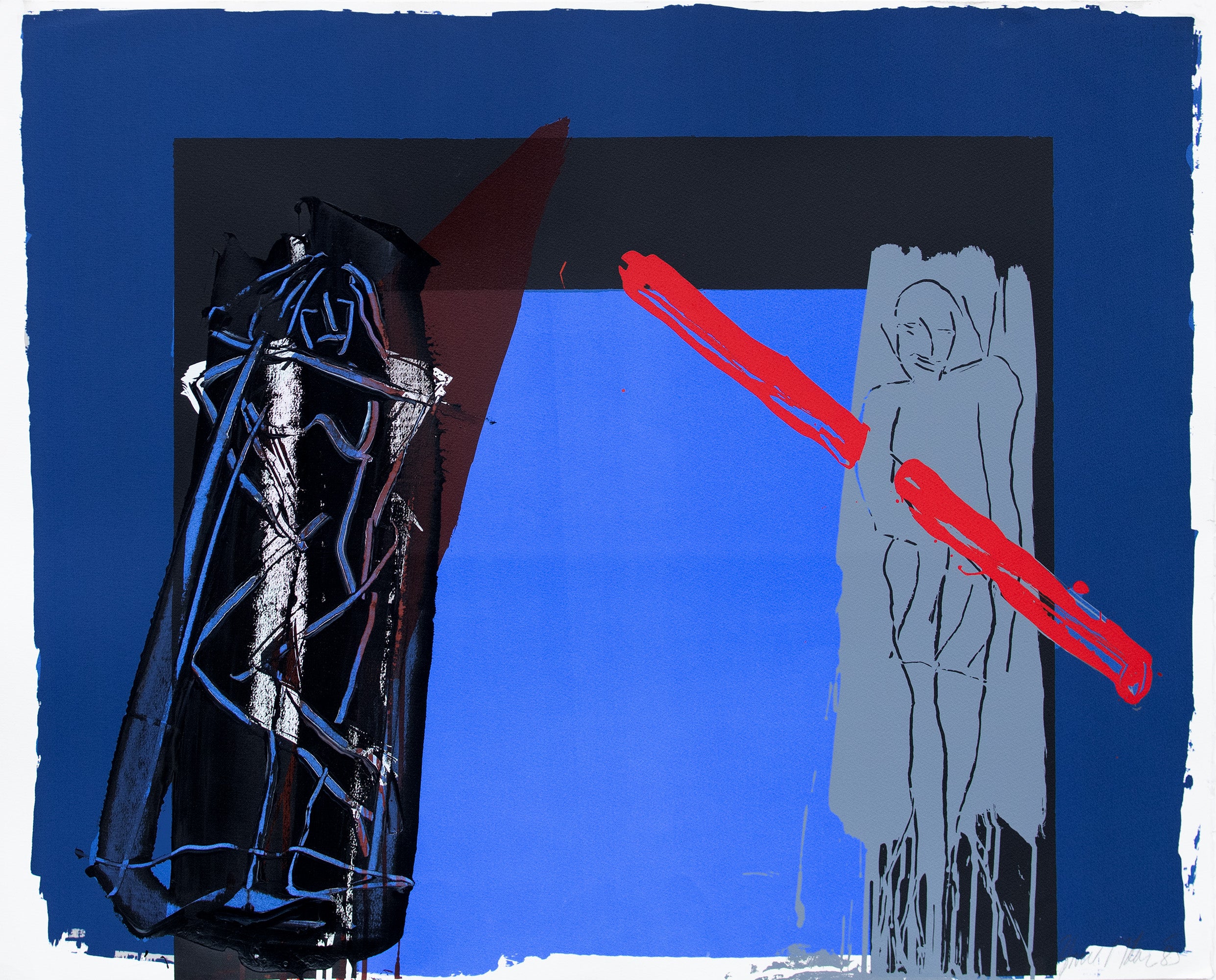 Bruce McLean White Man, Grey Man, Red Lino – Goldmark