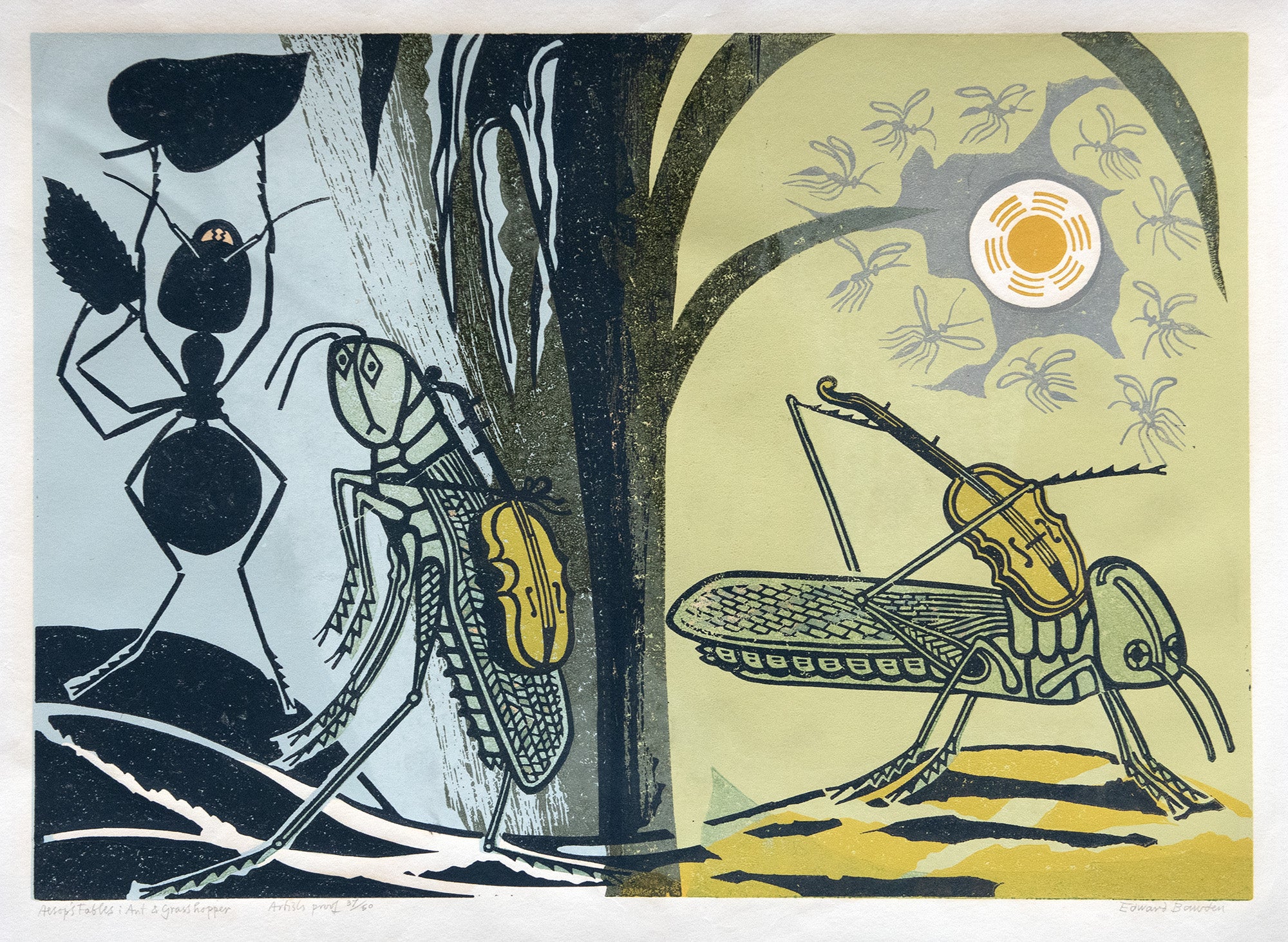 Edward Bawden Aesops Fables: Ant and Grasshopper – Goldmark