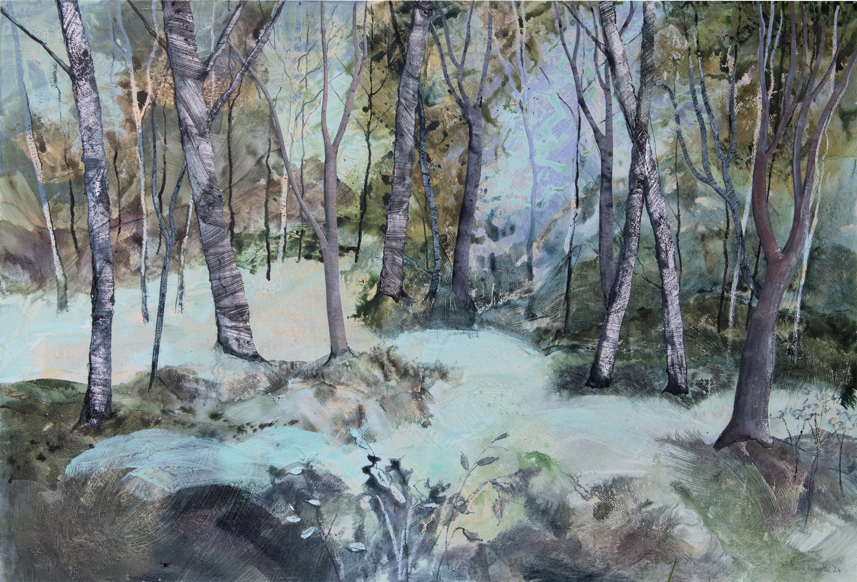 Jenny Grevatte Sunlight Illuminating Forest Floor – Goldmark