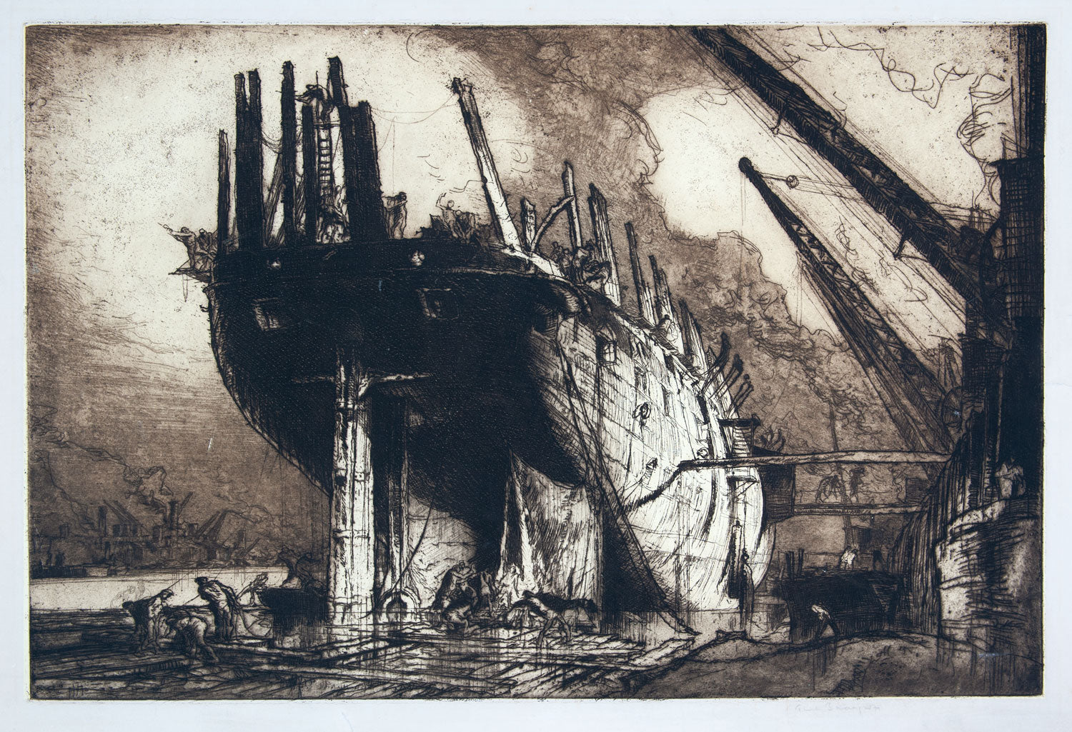 Sir Frank Brangwyn Breaking up of the Duncan – Goldmark