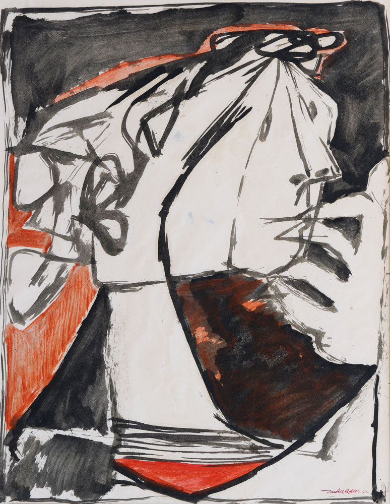 Jankel Adler Woman's Head, Red and Black – Goldmark